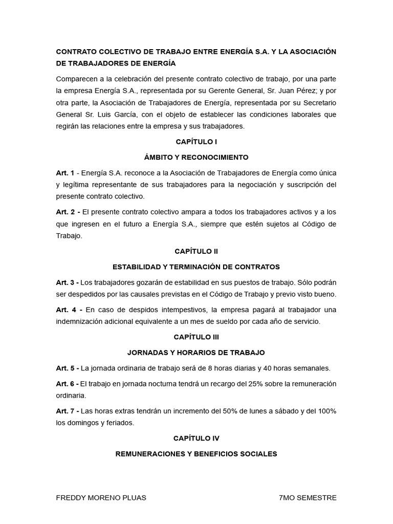 Deber Contrato Colectivo | PDF