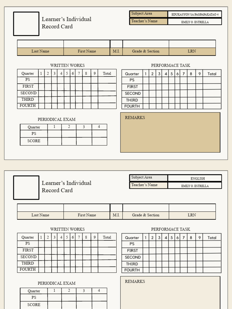 LEARNER'S INDIVIDUAL REPORT CARD 2023-2024 | PDF
