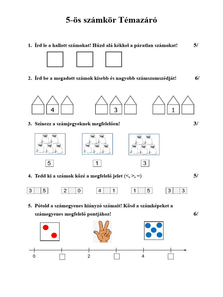 Témazáró 5-Ös Számkör | PDF