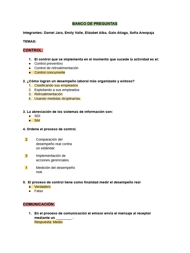 Banco de Preguntas | PDF | Relaciones personales, crianza y desarrollo personal