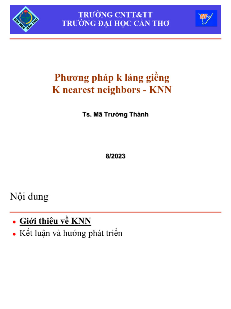 Chap2 - KNN - Mtthanh - 2023 | PDF