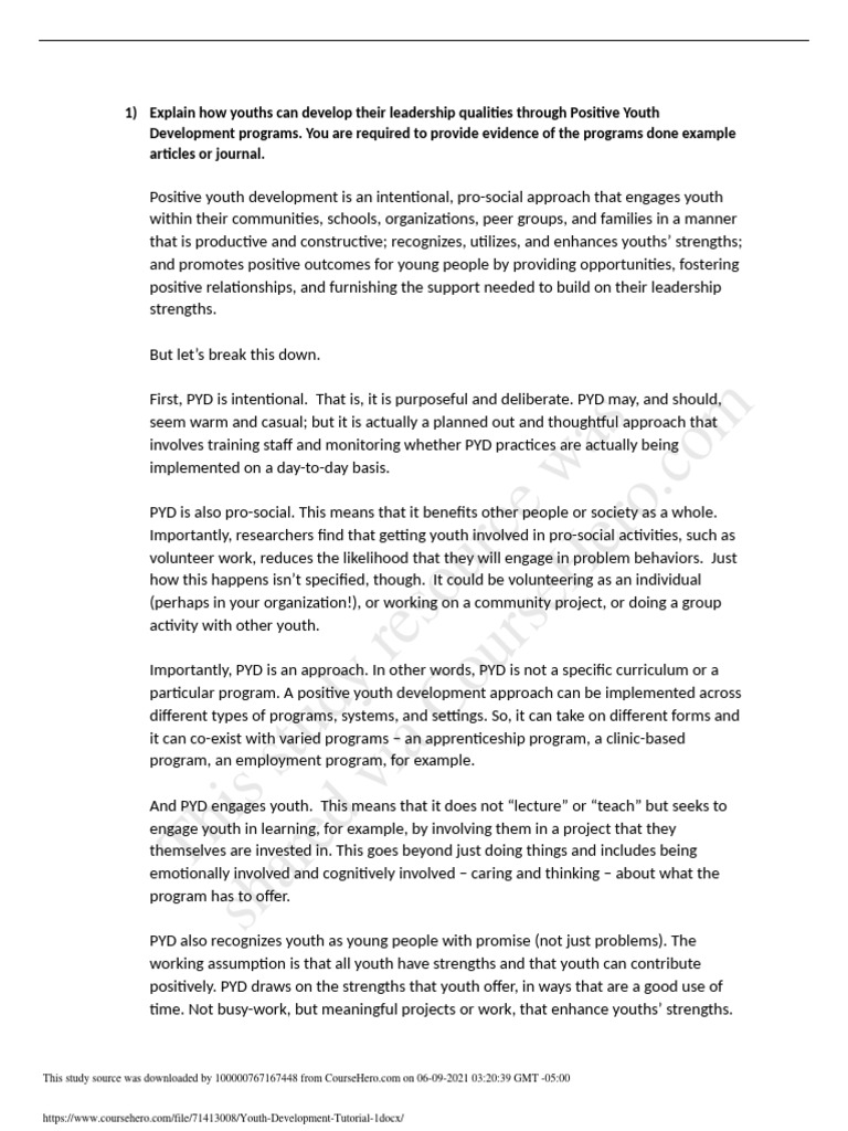 Youth Development | PDF