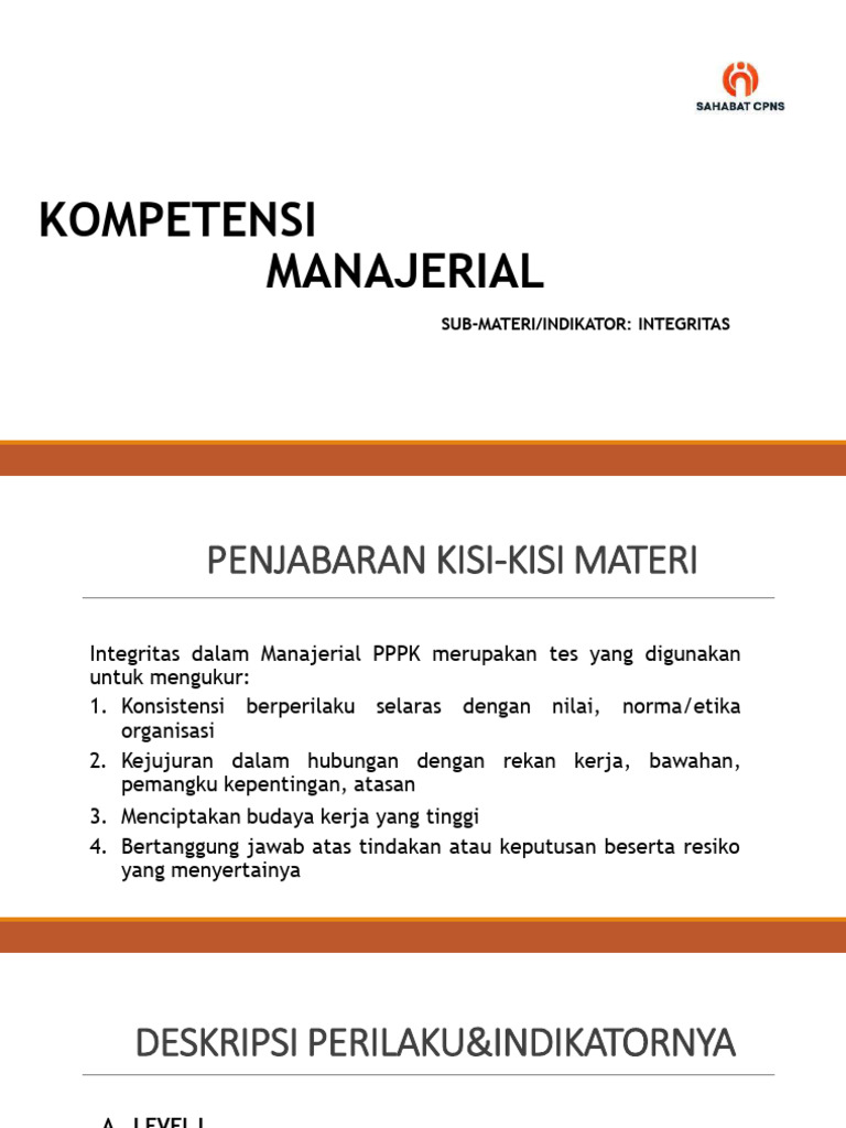 Indikator Integritas dalam Manajerial PPPK | PDF