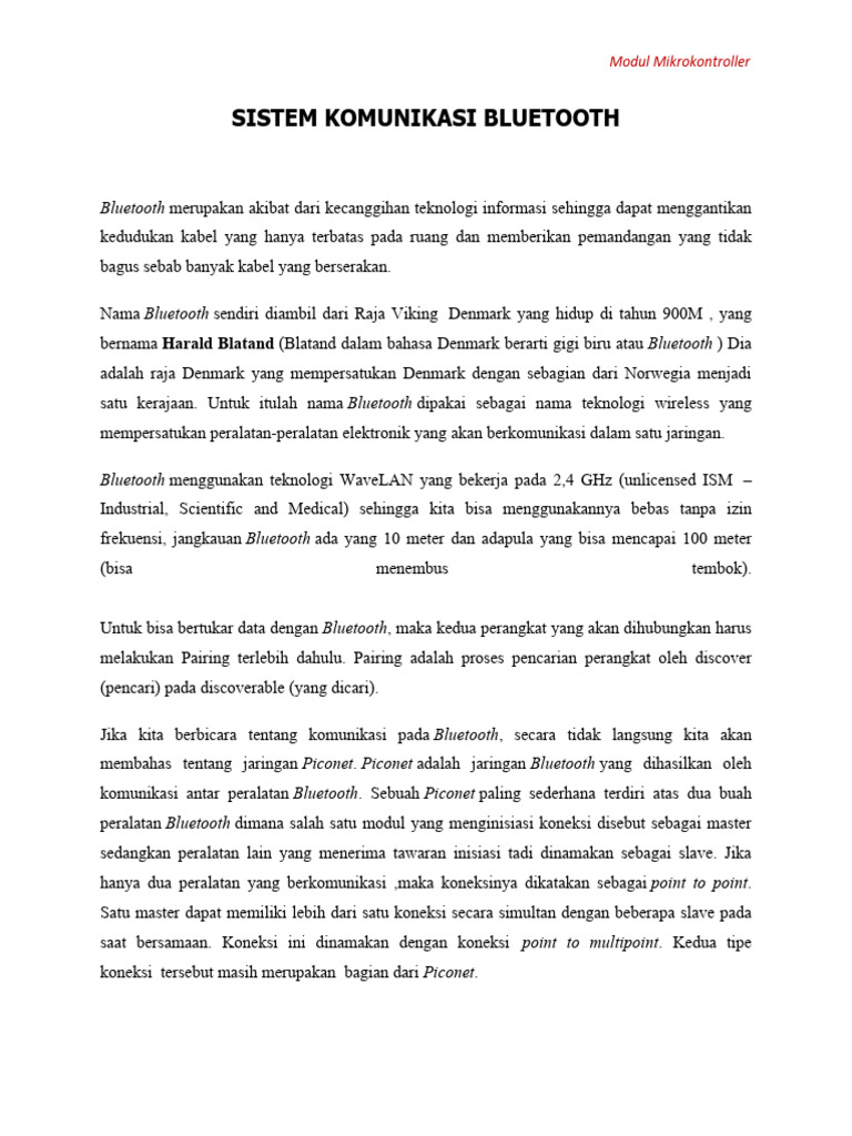 Sistem Komunikasi Bluetooth | PDF