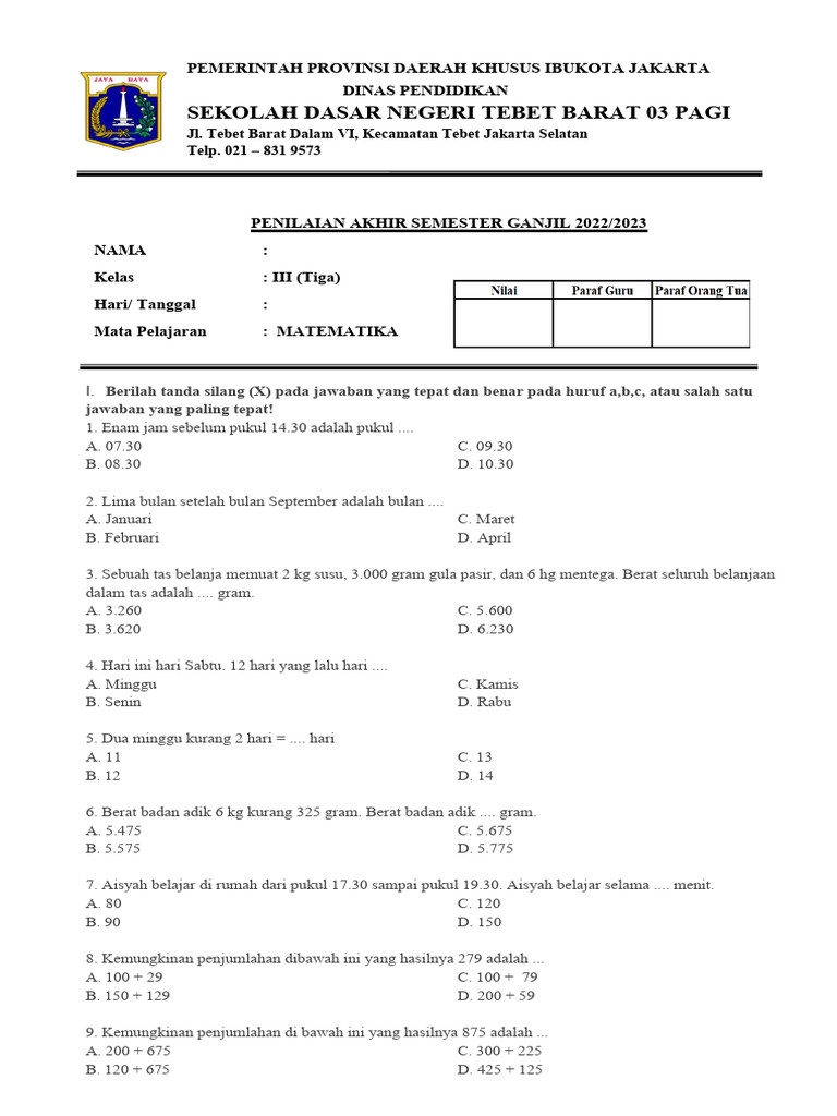 Pas MTK 1 2022-2023 | PDF