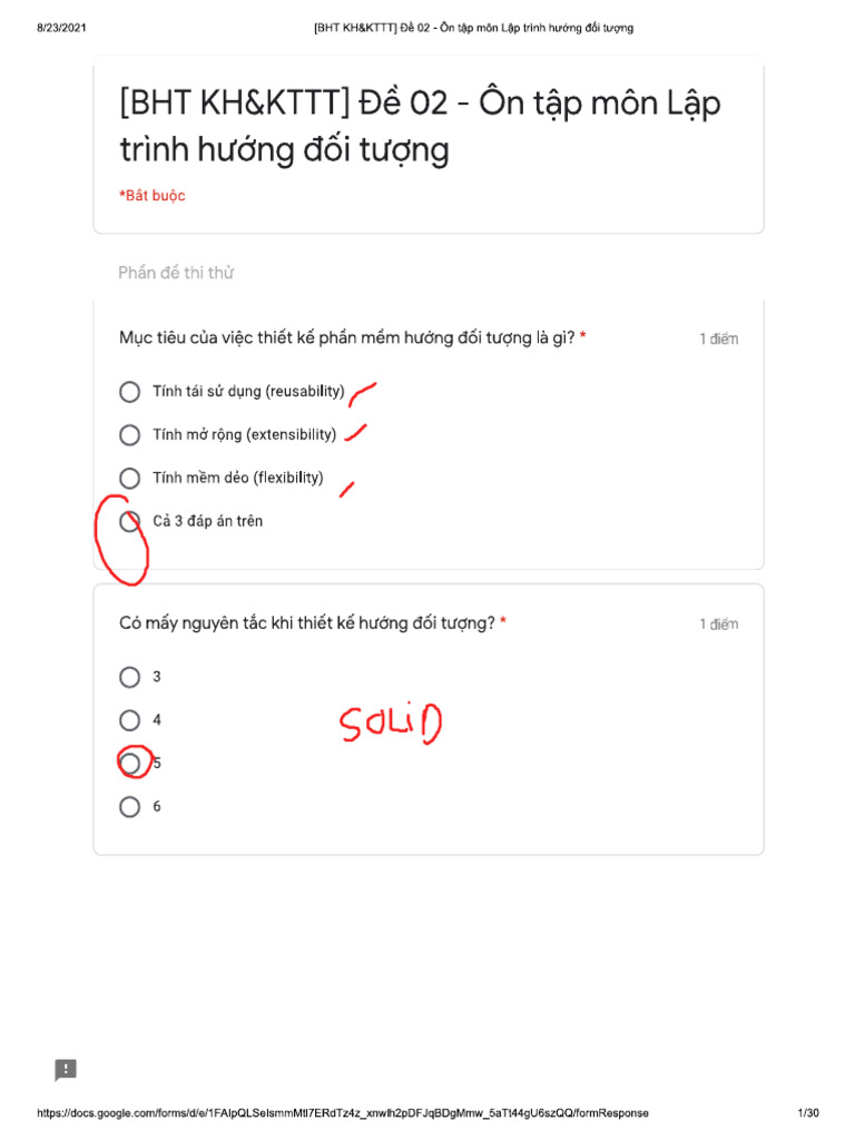 ThiThu LapTrinhHuongDoiTuong UIT 23-08-2021 | PDF