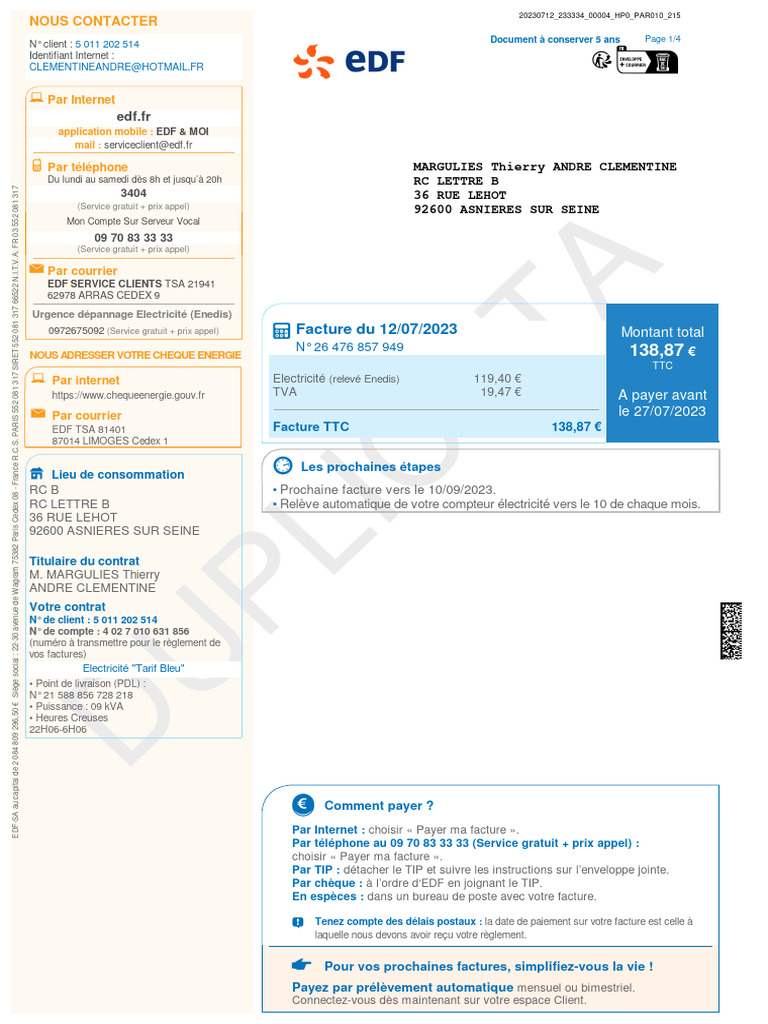 Facture EDF | PDF