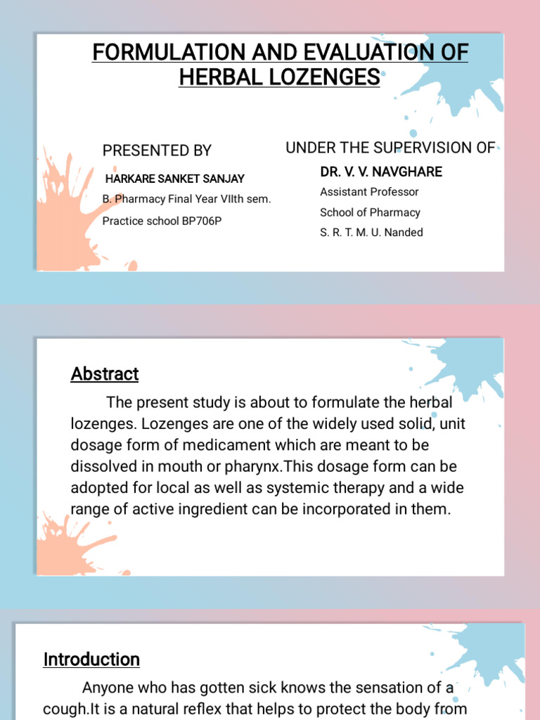 Herbal Lozenges Formulation | PDF
