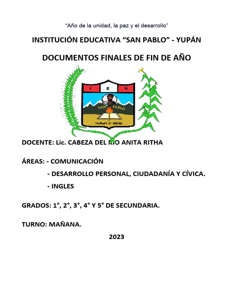 Documentos Finales de Fin de Año 2023 Formato | PDF | Aprendizaje | Comunicación