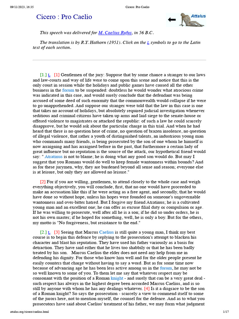 Cicero Pro Caelio Translation | PDF