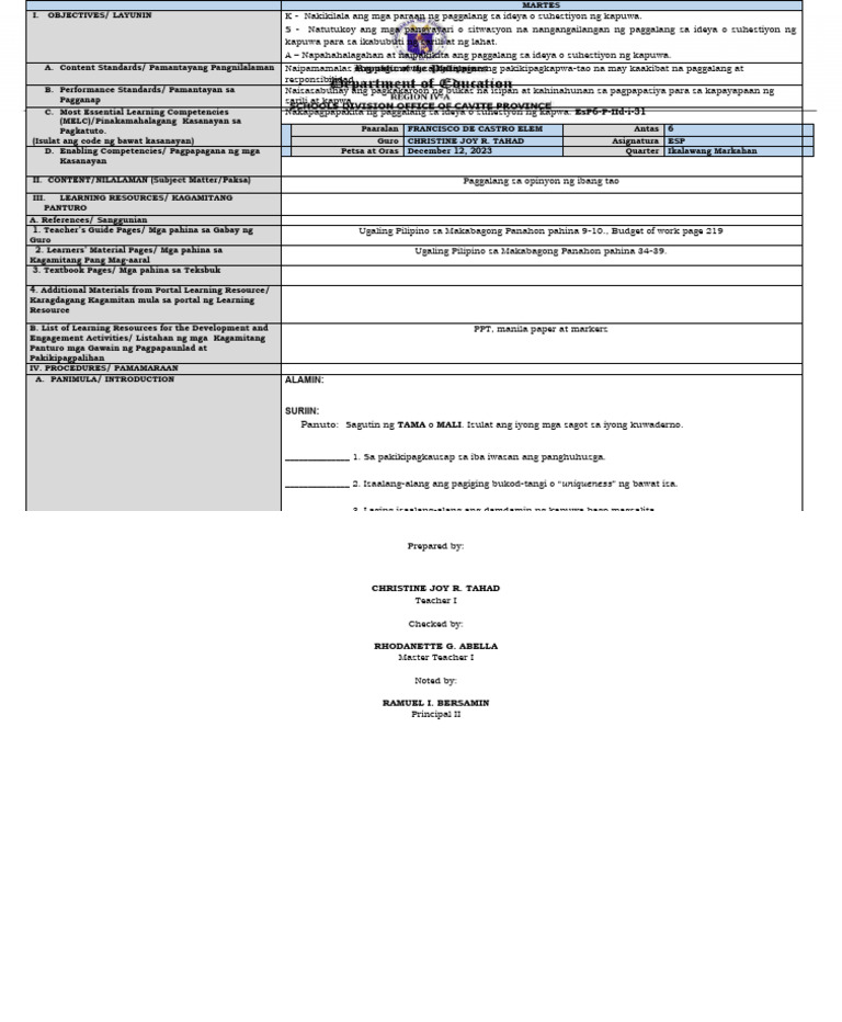 q2 Esp-Week6 Day2 | PDF