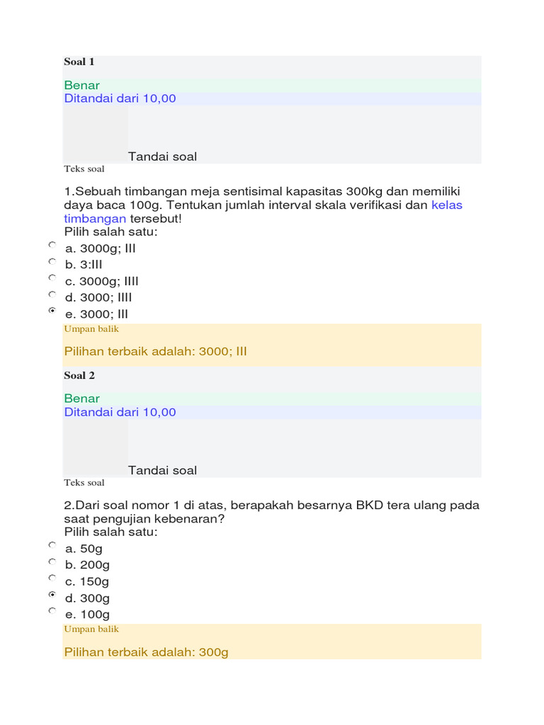 Kuis Peneraan Sentisimal | PDF