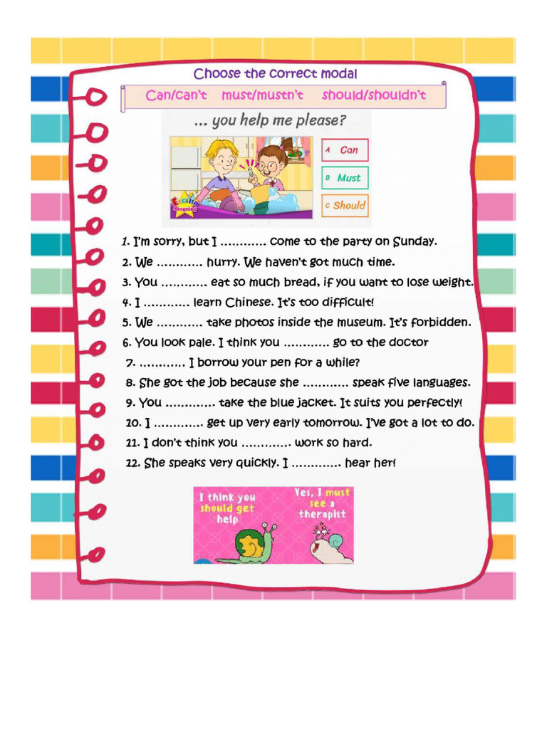 Modal Verbs First Part | PDF