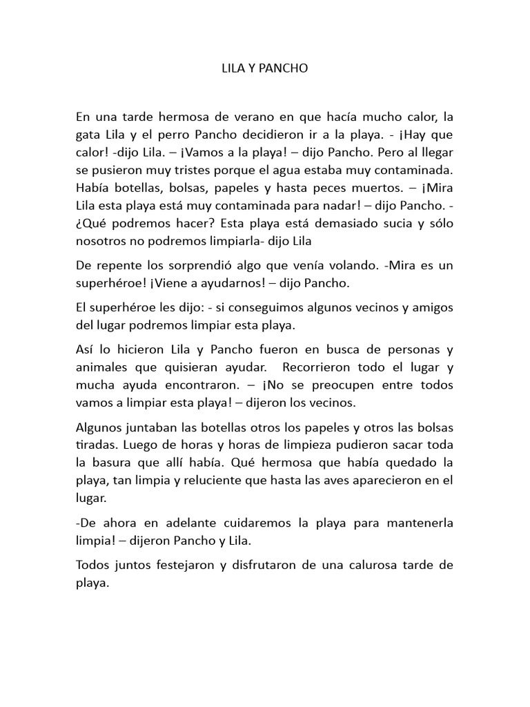 Cuento+Lila+y+Pancho | PDF