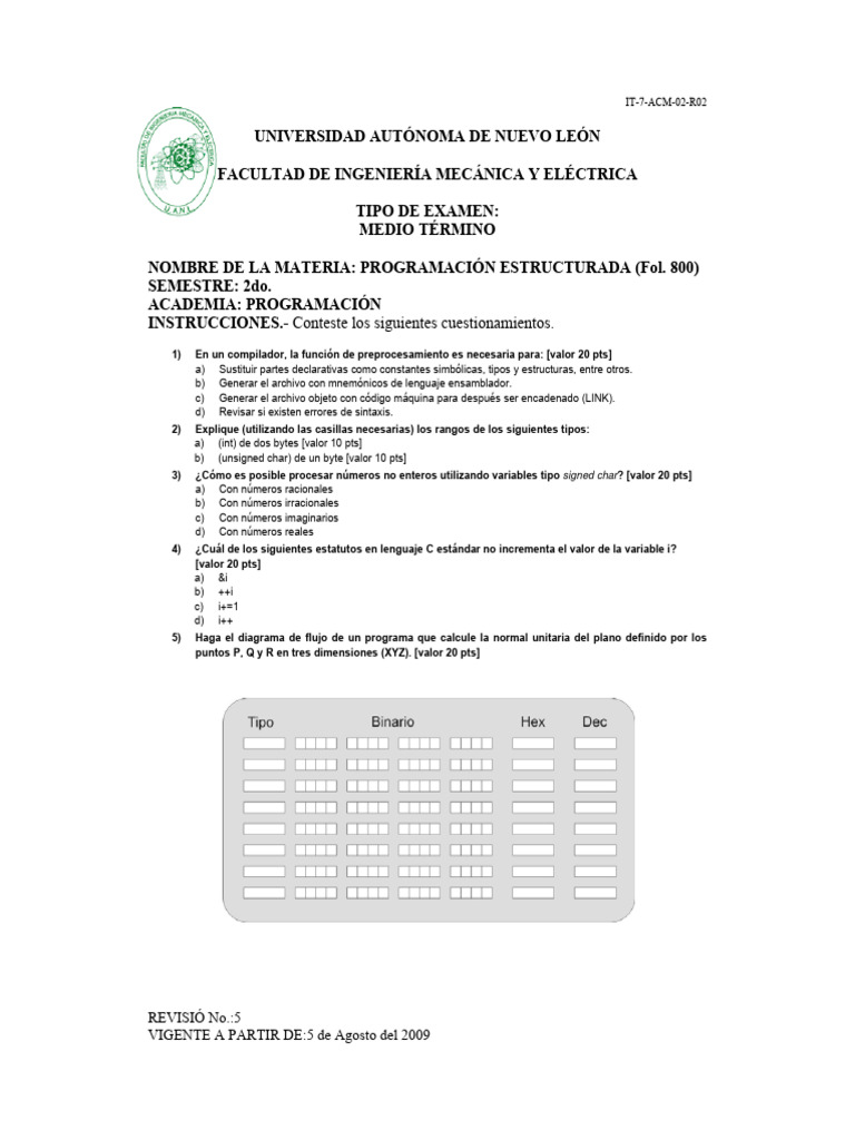 Examen 1P ProgBas Ago-Dic 2020 | PDF Examen 1P ProgBas Ago-Dic 2020 | PDF