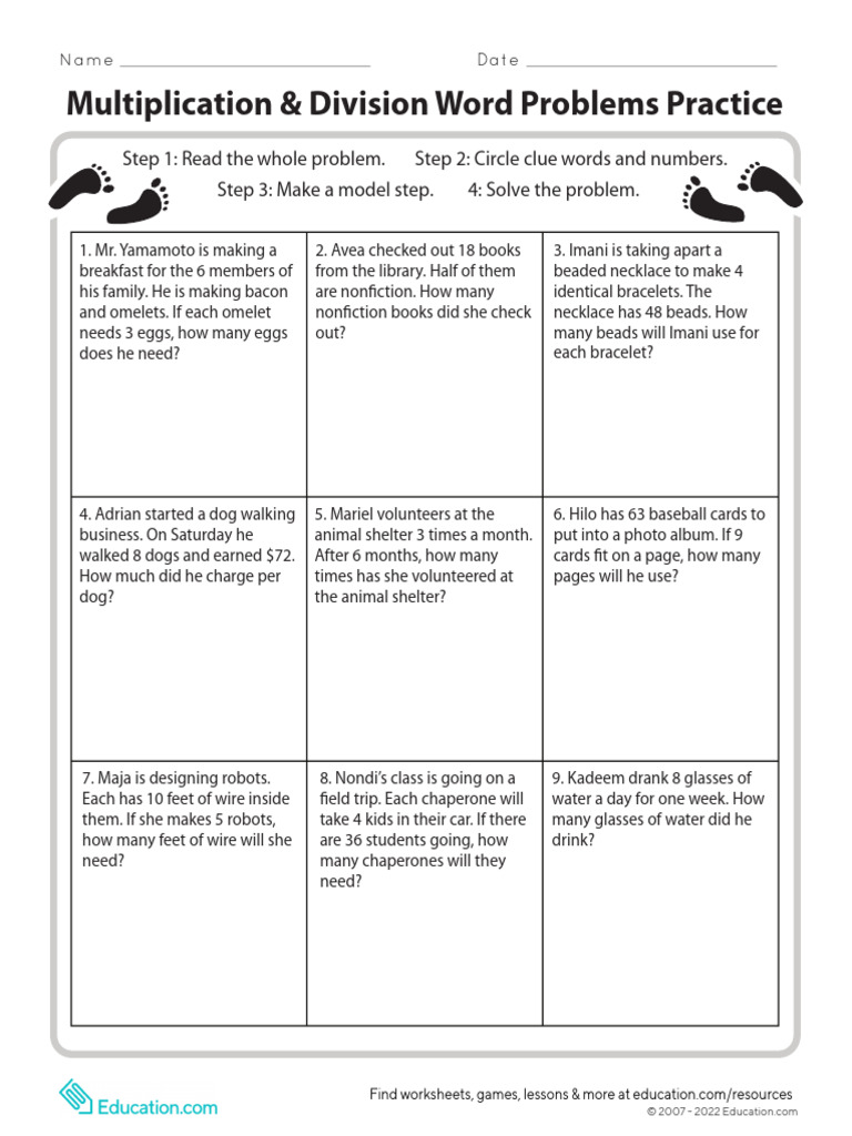 Grade 2 Multiplication & Division Problems | PDF
