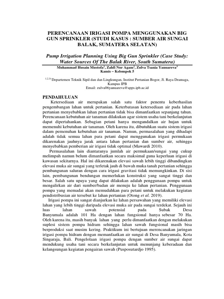 Teknik Irigasi Laporan K5 (P2) Topik 10 | PDF