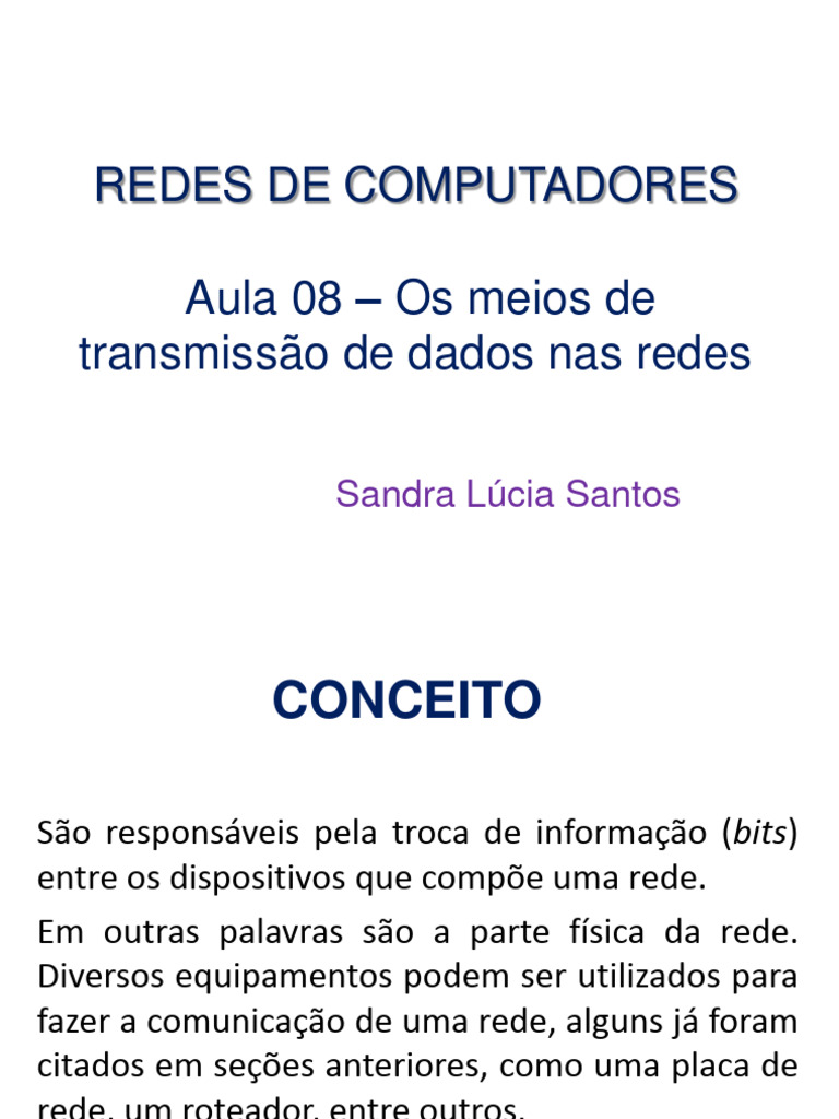 Aula 08 - Meios de Transmissao de Dados | PDF | Rede de computadores | Sem fio
