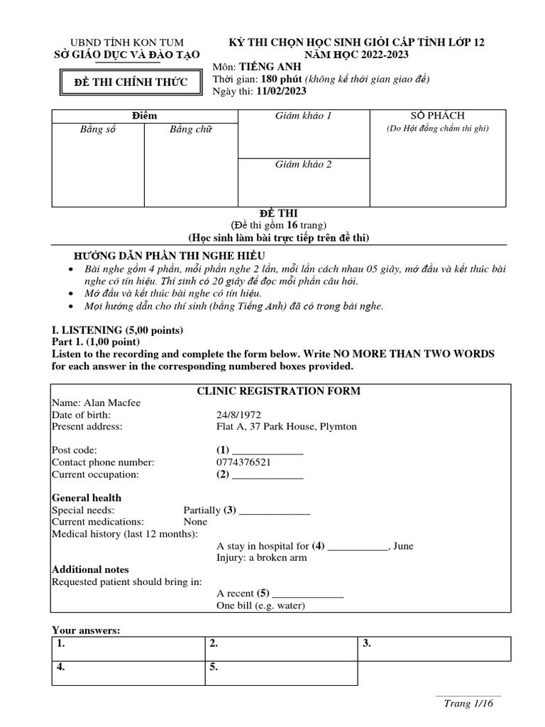 DeAV CHINHTHUC HSG12 Tinh-2022-2023-1 | PDF