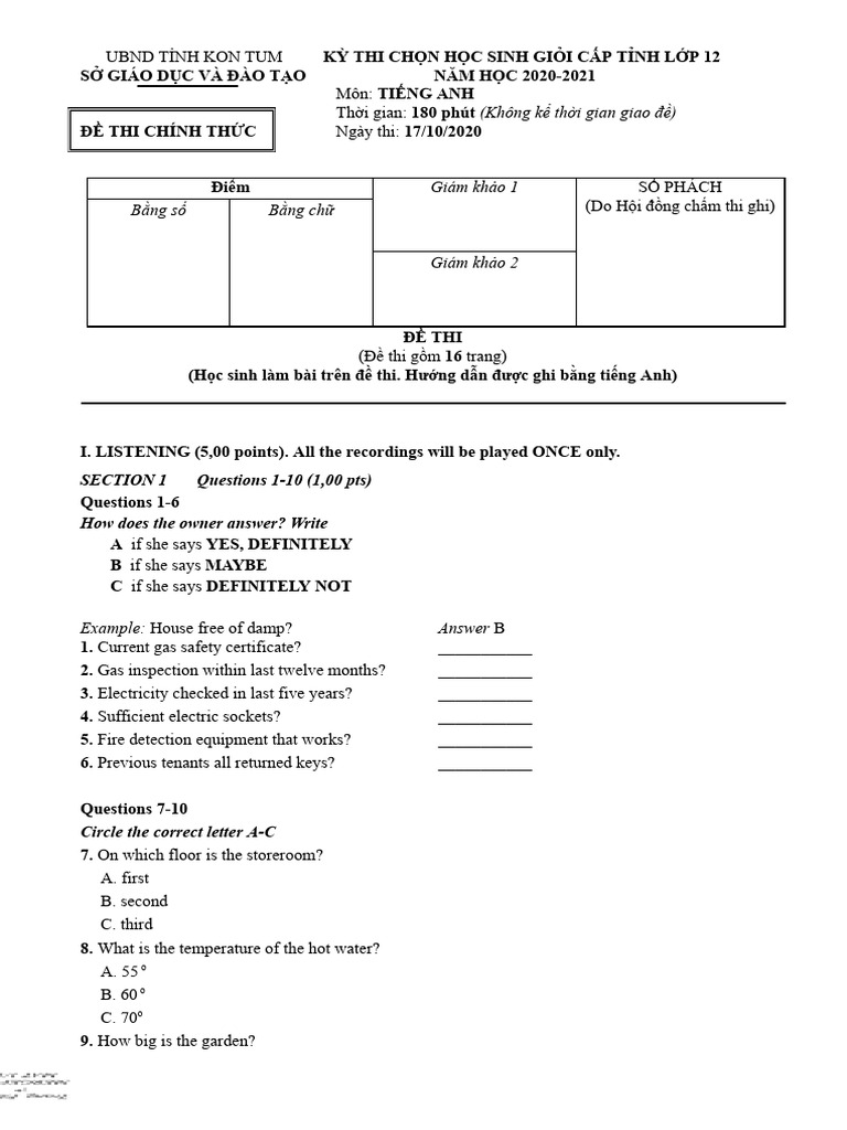 DeAV HSG12 Tinh-2020-2021 | PDF