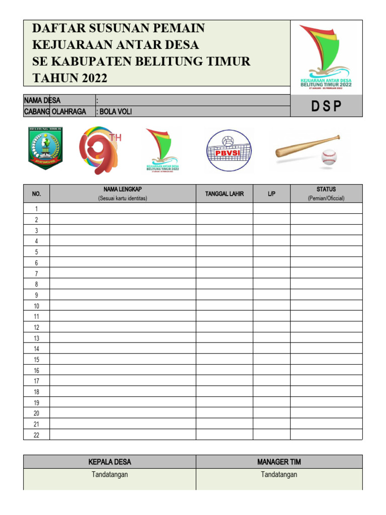 Blanko DSP Bola Voli Dan Kasti | PDF