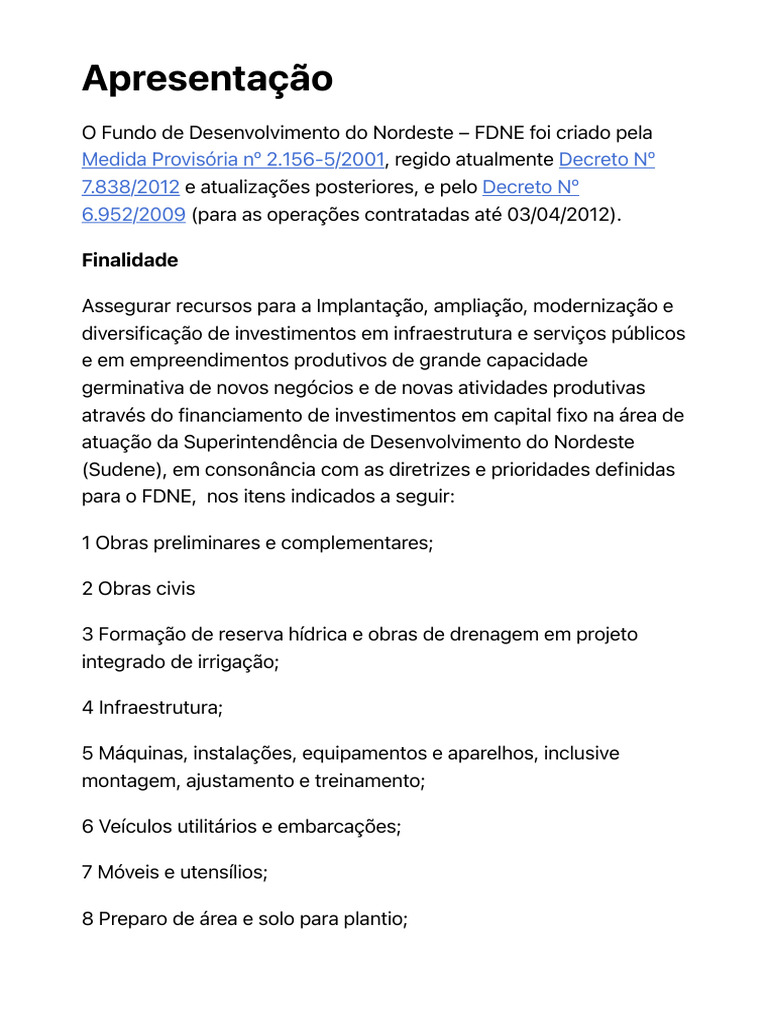 Fundo de Desenvolvimento Do Nordeste - FDNE - Desenvolvimento Regional ...