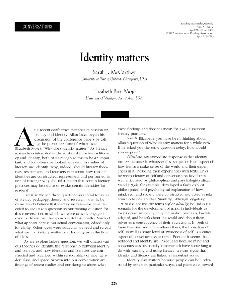 Moje - Identity Matters | PDF