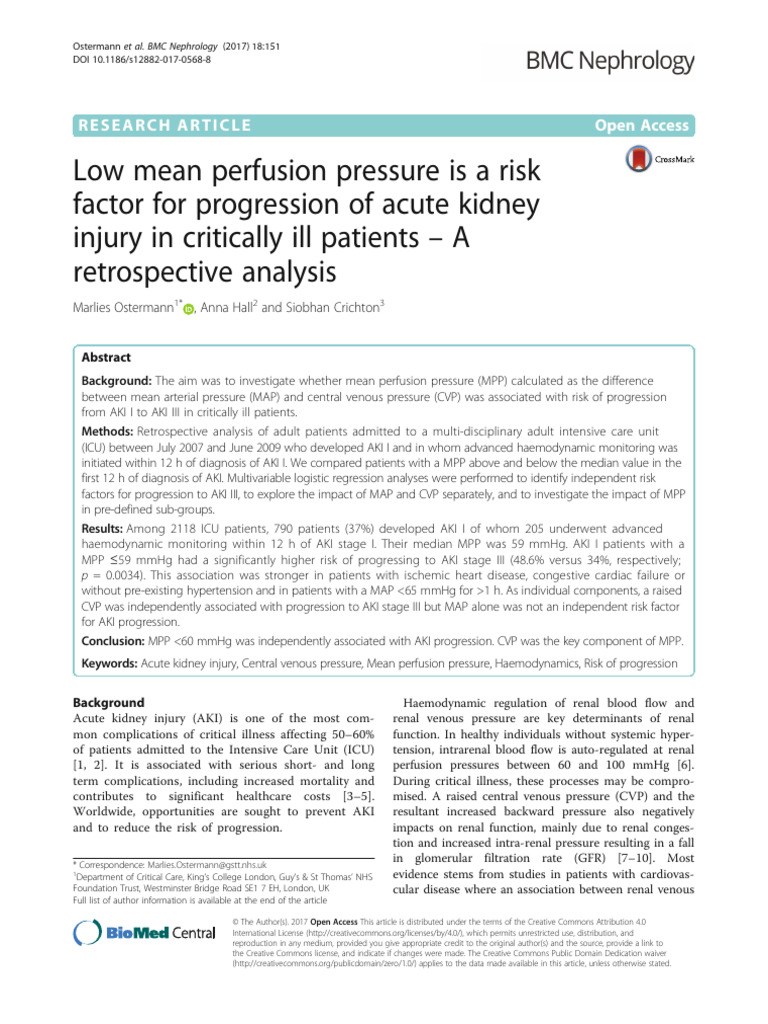 Low Mean Perfusion Pressure Is A Risk Factor For Progression of Acute ...