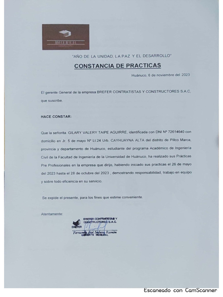 Constancia de Prácticas | PDF