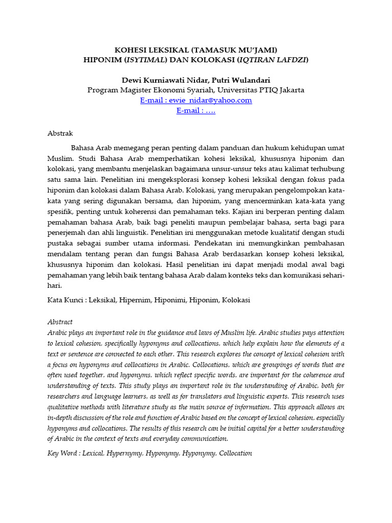 Kohesi Leksikal-Tamasuk Mu'jami - Hiponim Dan Kolokasi - Dewi Dan Putri ...