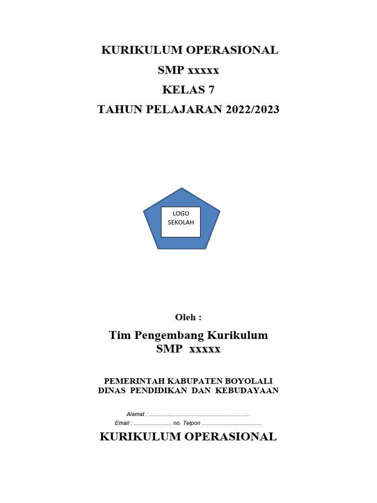 Template Kurikulum Merdeka Tahun Pelajaran 2022 - 2023 | PDF