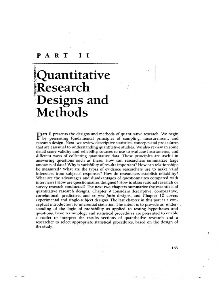 Part 2A - Quantitative Res Designs - Methods | PDF