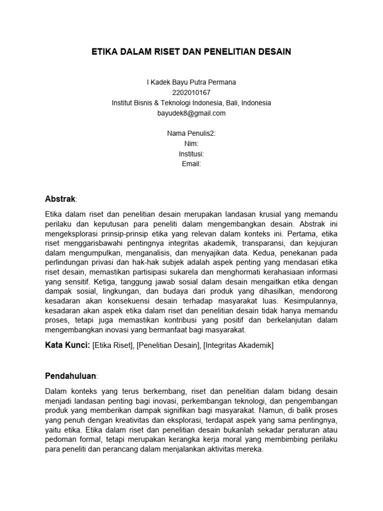 Artikel Etika Dalam Riset | PDF | Karier & Perkembangan | Sains & Matematika
