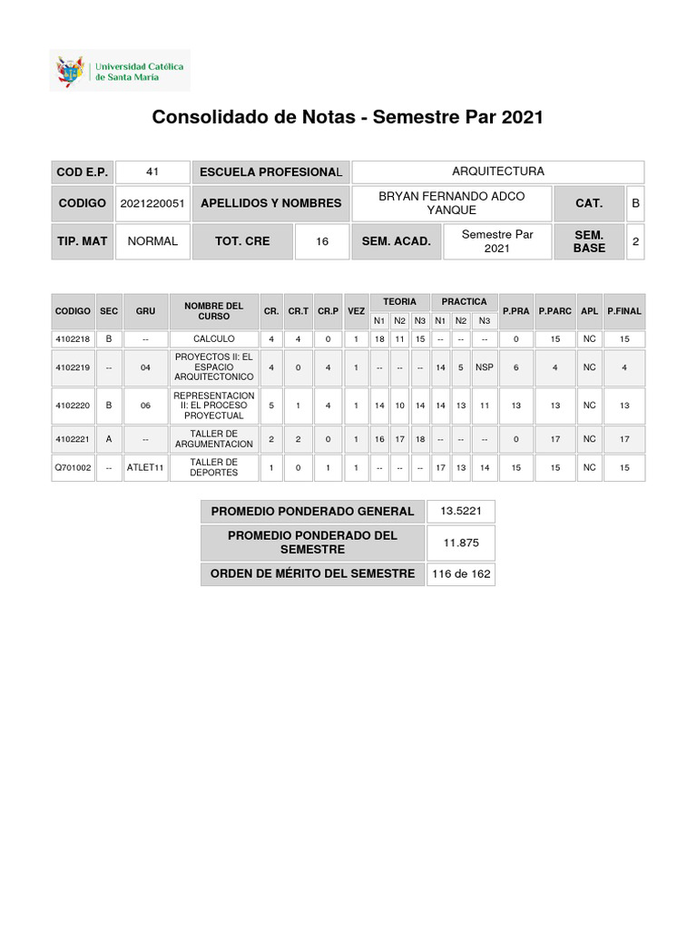 Consolidado Notas | PDF