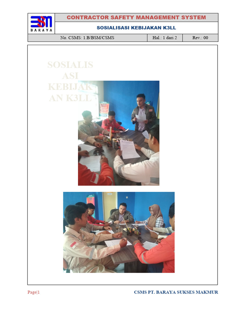 1.b Sosialisasi Kebijakan k3ll | PDF