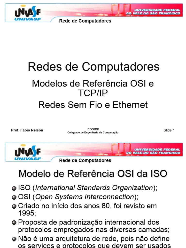 Rede de Computadores Nodelos de Referencia Osi | PDF | Rede de computadores | Modelo OSI