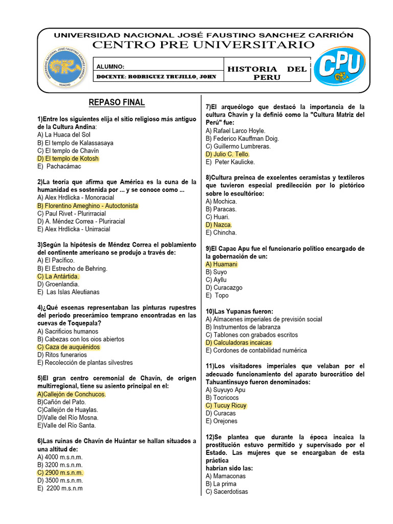 Repaso Final Cpu 2023-Iii-1 | PDF