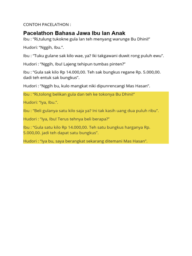 Contoh Pacelathon | PDF