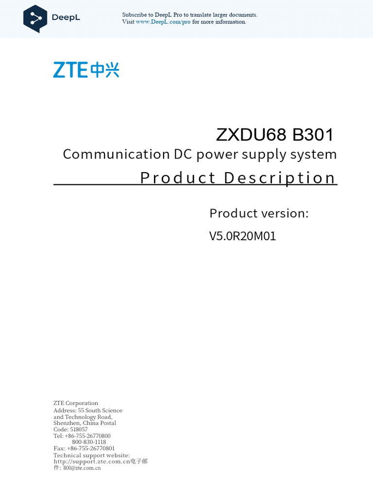 User Manual ZXDU68 B301 | PDF