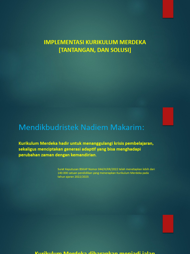 Implementasi Kurikulum Merdeka - Tantangan, Dan Solusi - Full | PDF