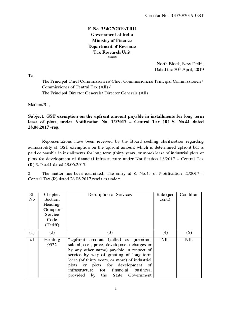 Circular CGST 101 | PDF