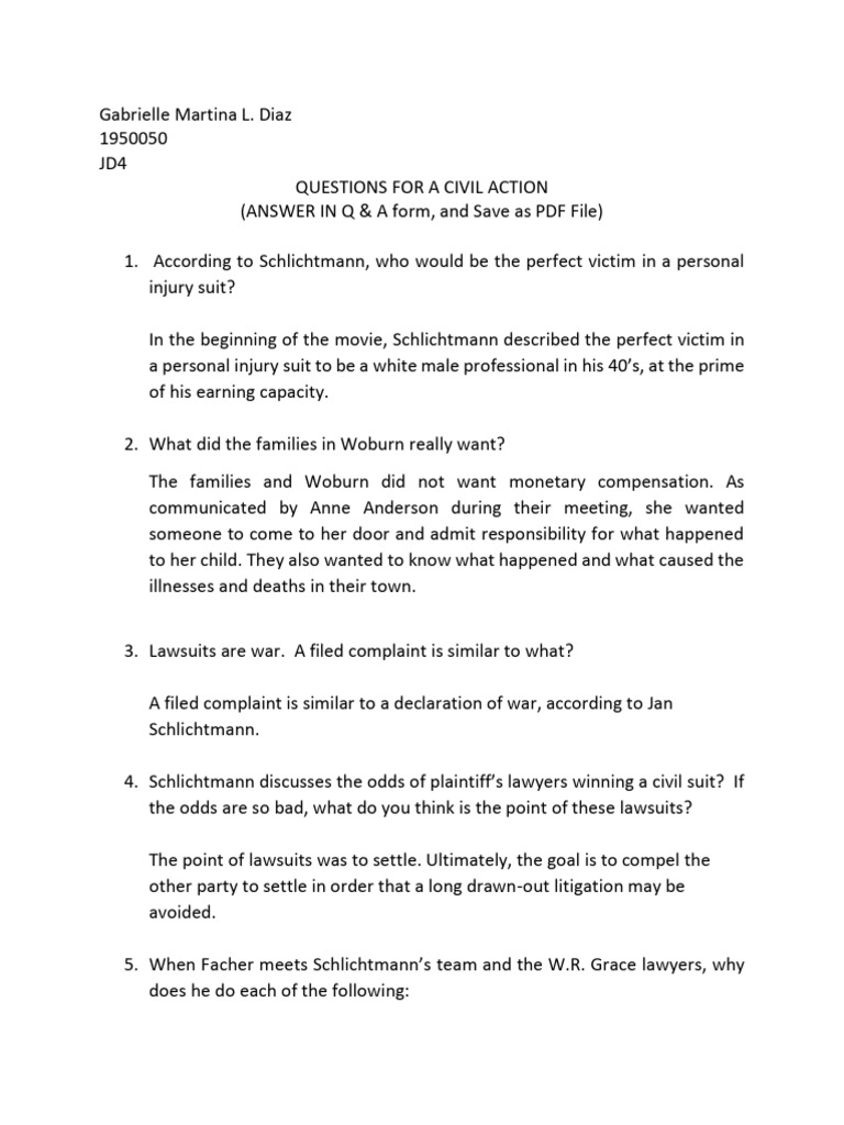 NEGOSEM - A Civil Action Film Activity | PDF