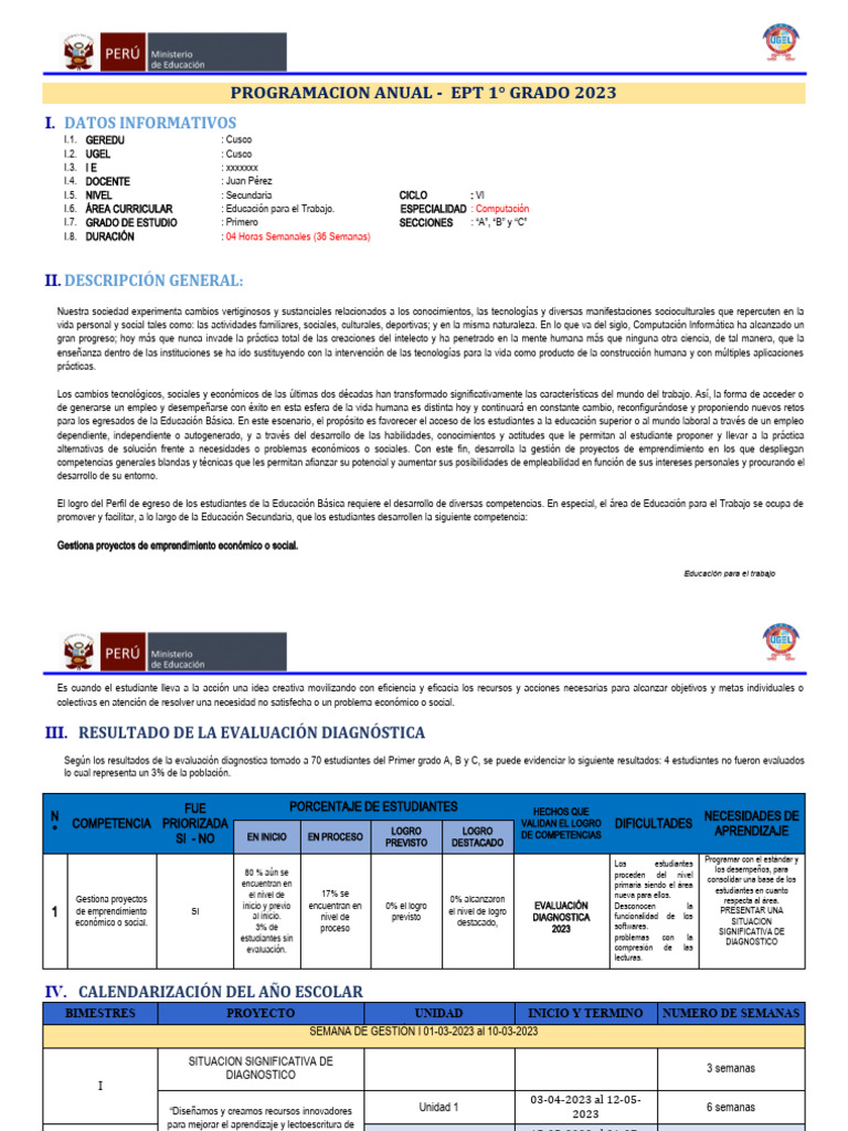 1 - 1ro - Ept - Programacion Anual | PDF