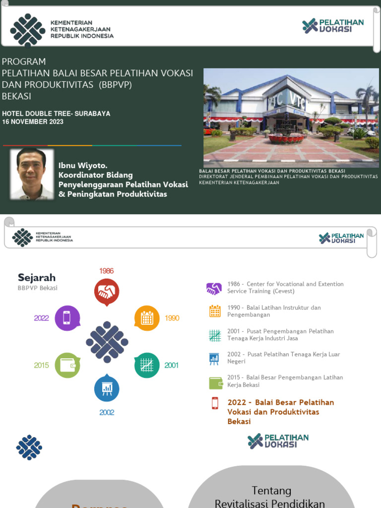 MATERI KEMENAKER SUB 15-17 NOV 2023 Ibnu Wiyoto - Program Pelatihan BBPVP Kemnaker | PDF