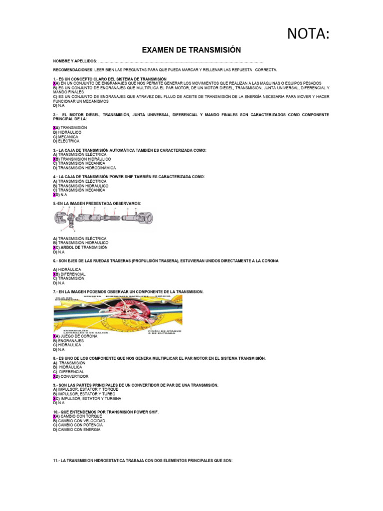 Examen de Transmision | PDF | Transmisión automática | Motores