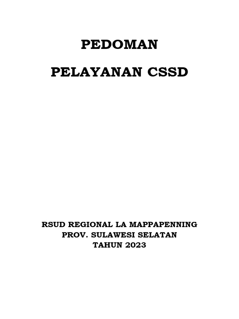 Pedoman Pelayanan CSSD | PDF
