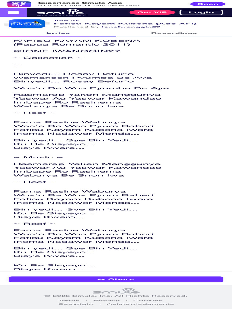 Fafisu Kayam Kubena (Ade AFI) - Song Lyrics and M | PDF