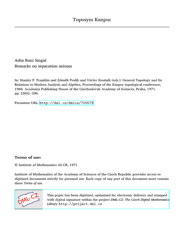 Topology: Separation Axioms Explained | PDF
