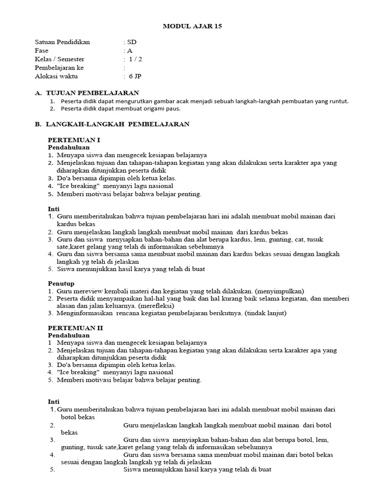 Modul Ajar 15 BHS Indo Kelas 2 Bu Eni | PDF