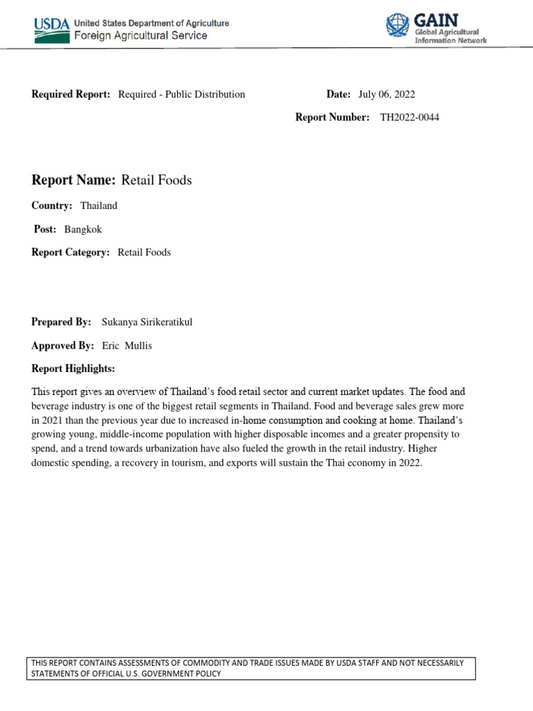 Retail Foods - Bangkok - Thailand - TH2022-0044 | PDF